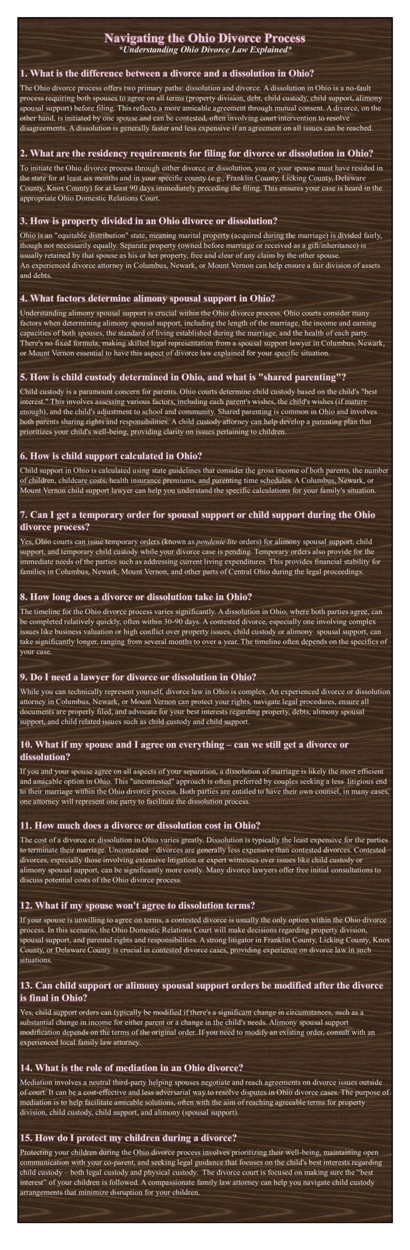 Divorce FAQ | Columbus, OH